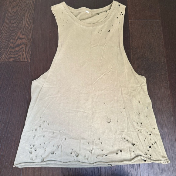 ALO Yoga | Tops | Alo Yoga Army Green Distressed Muscle Tank Top Size ...
